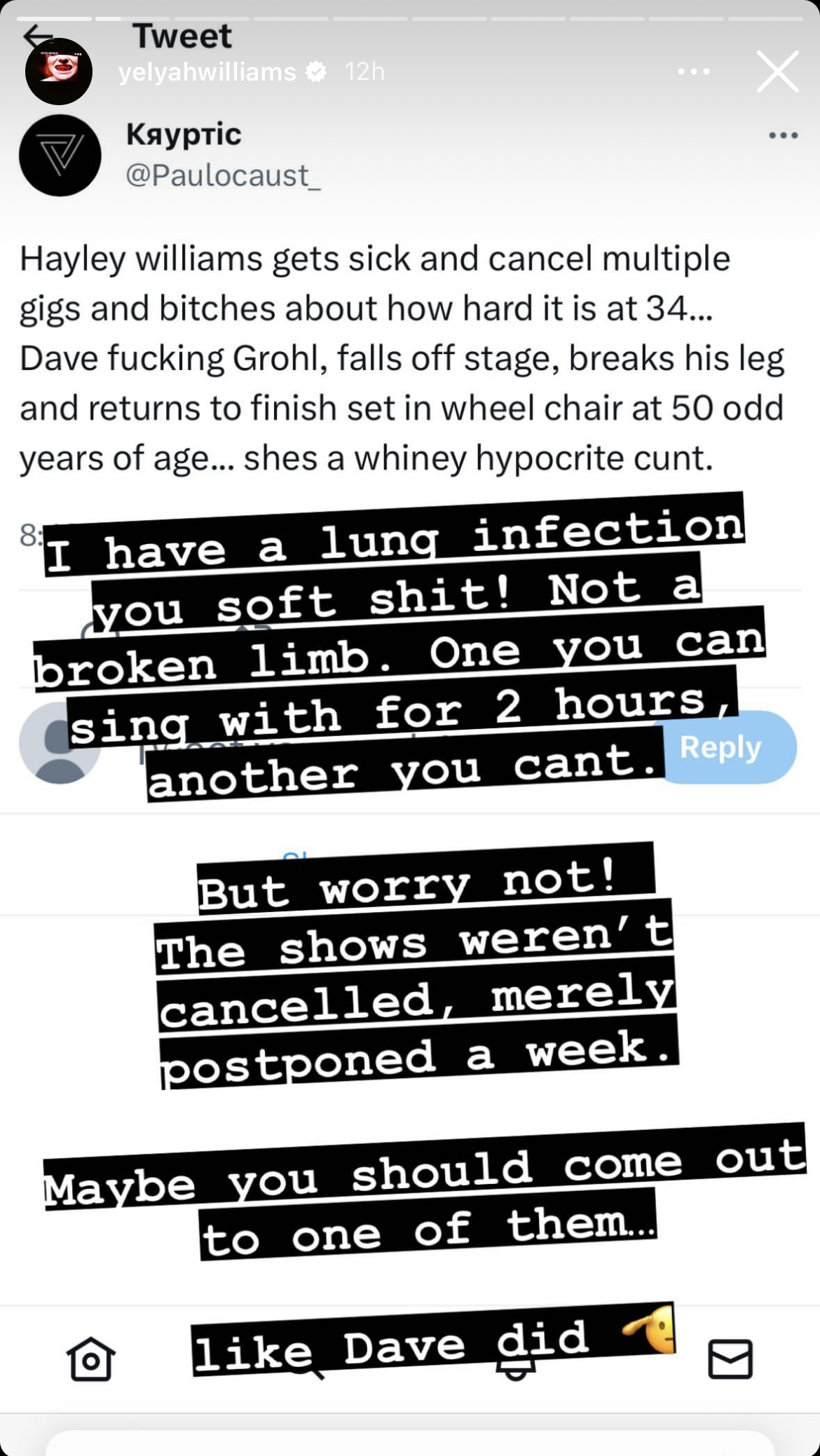 Hayley Williams Faces Backlash For Not Being As Strong As Dave Grohl
