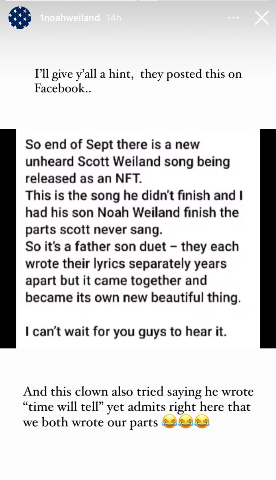 Scott Weiland’s Son Noah Exposes Threatening Voicemail From His Father ...