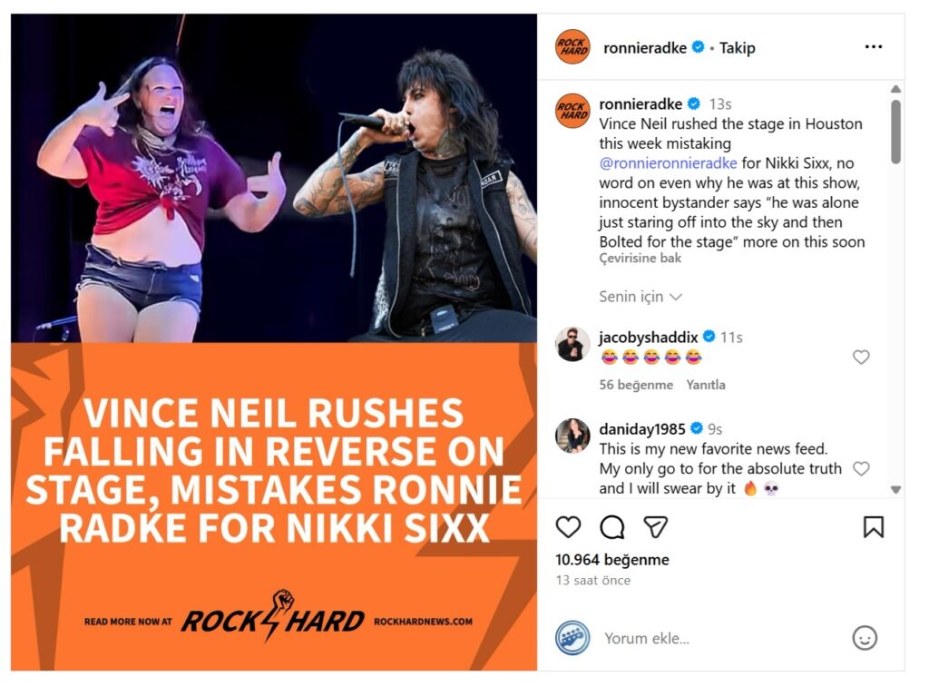 Ronnie Radke Trolls Vince Neil with Fake Stage-Crash Meme Involving ...