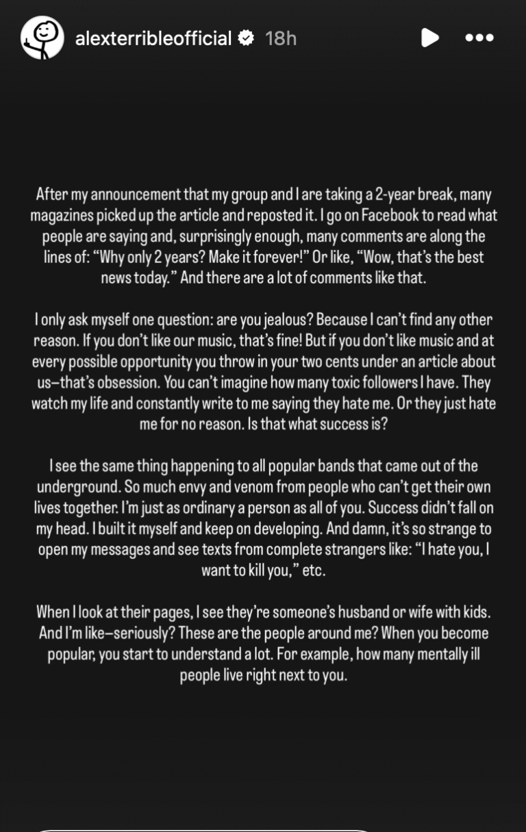 Alex Terrible Calls Out Jealous Rock Fans Wishing to End Slaughter to ...